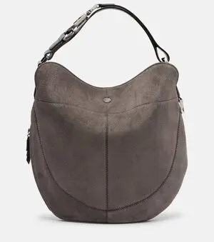 LEMAIRE Quiver Clip Medium Suede Shoulder Bag - Grey