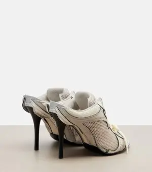 Balenciaga Distressed Leather-trimmed Mules