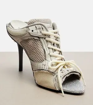 Balenciaga Distressed Leather-trimmed Mules