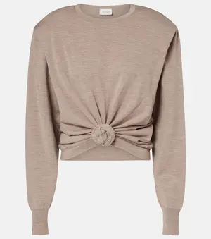 Magda Butrym Knot-Detail Wool Sweater Beige