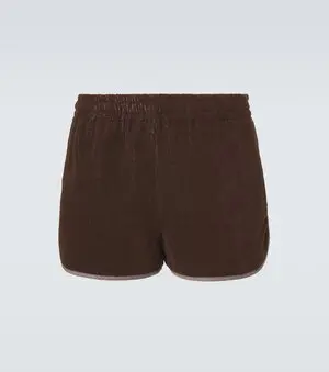 Versace Logo Cotton Terry Shorts - Brown