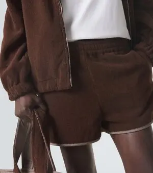 Versace Logo Cotton Terry Shorts - Brown