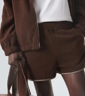 Versace Logo Cotton Terry Shorts - Brown