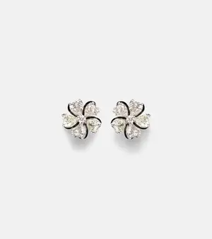 KAMYEN Love Petals 18kt White Gold Earrings With Diamonds - Silver