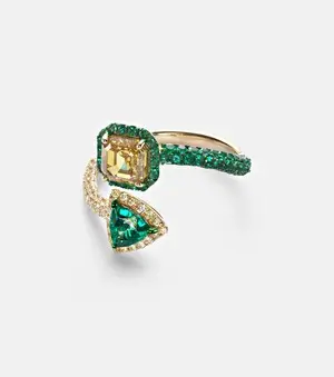 KAMYEN 18kt Ring With Diamonds And Emeralds - Gold