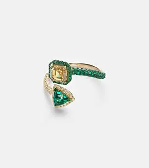 KAMYEN 18kt Yellow Ring With Diamonds And Emeralds - Gold
