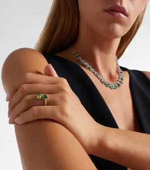 KAMYEN 18kt Ring With Diamonds And Emeralds