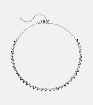 KAMYEN Heart 18kt White Gold And Enamel Choker With Diamonds - Silver