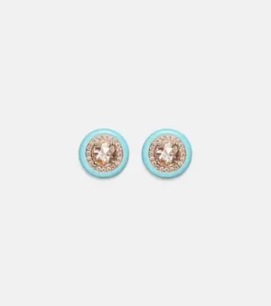 KAMYEN 18kt Rose And Enamel Diamond Stud Earrings - Gold
