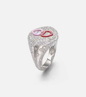 KAMYEN 18kt White Gold Diamond And Enamel Ring