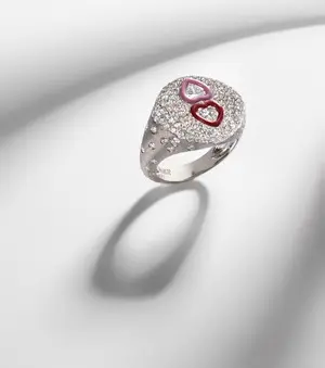 KAMYEN 18kt White Gold Diamond And Enamel Ring