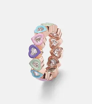 KAMYEN 18kt Rose Gold Ring With Diamonds And Enamel