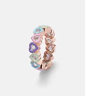 KAMYEN 18kt Rose Gold Ring With Diamonds And Enamel