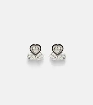 KAMYEN Diamond And 18kt White Gold Heart Earrings - Silver