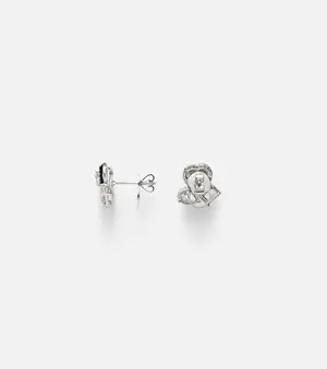 KAMYEN 18kt White Gold Diamond Cluster Heart Earrings