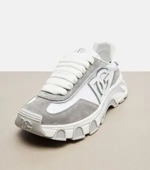 Dolce & Gabbana Runner Suede-trimmed Sneakers - Grey