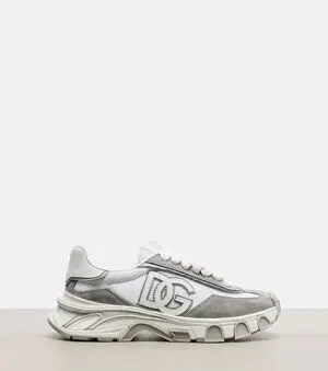 Dolce & Gabbana Runner Suede-trimmed Sneakers - Grey