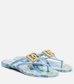 Dolce & Gabbana Floral Thong Sandals - Blue