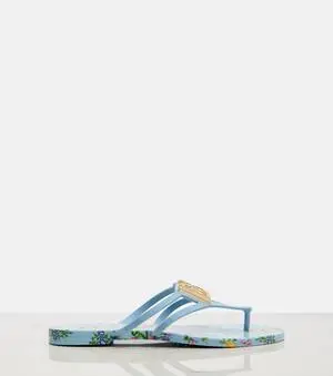 Dolce & Gabbana Floral Thong Sandals - Blue