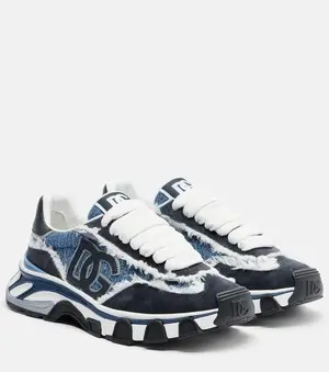 Dolce & Gabbana Runner Distressed Denim Sneakers - Blue