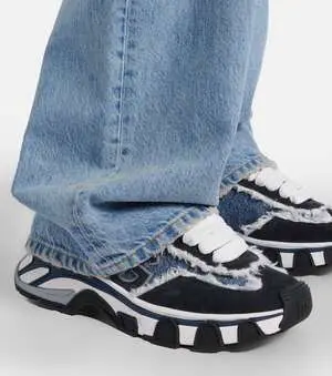 Dolce & Gabbana Runner Distressed Denim Sneakers - Blue