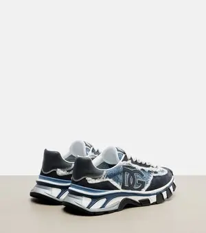 Dolce & Gabbana Runner Distressed Denim Sneakers - Blue