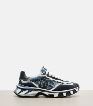 Dolce & Gabbana Runner Distressed Denim Sneakers - Blue