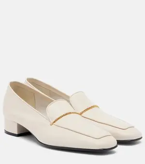 HERBERT LEVINE Fair And Square Leather Loafer Pumps - White
