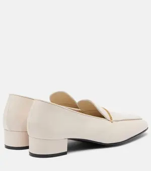 HERBERT LEVINE Fair And Square Leather Loafer Pumps - White