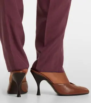 HERBERT LEVINE Leather Mules - Brown