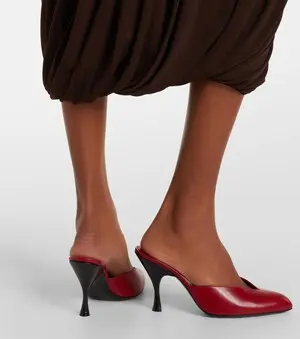 HERBERT LEVINE Leather Mules - Red