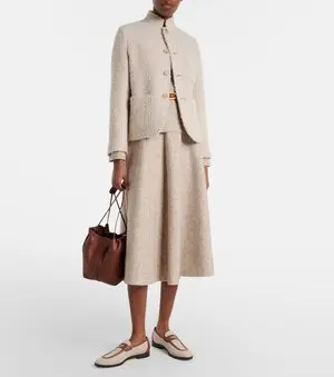 Loro Piana Cashmere, Wool, And Linen Midi Skirt