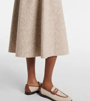 Loro Piana Cashmere, Wool, And Linen Midi Skirt