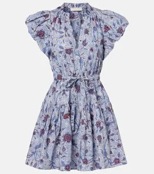 Ulla Johnson Izel Floral Cotton Minidress - Blue