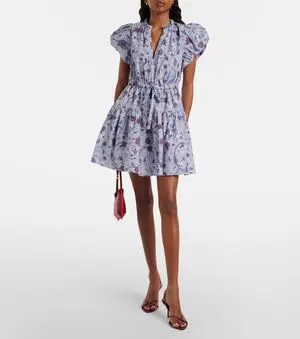 Ulla Johnson Izel Floral Cotton Minidress - Blue