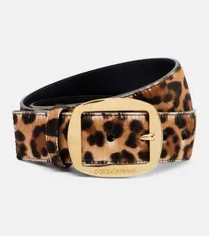 Dolce & Gabbana Leopard-print Calf Hair Belt - Brown