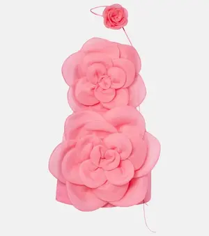 LEO LIN Floret Floral-appliqué Bustier Dress - Pink