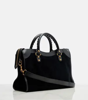 Balenciaga Le City Medium Suede Tote Bag - Black