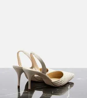 Manolo Blahnik Carolyne Raffia Slingback Pumps