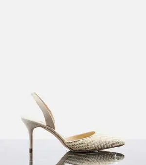 Manolo Blahnik Carolyne Raffia Slingback Pumps