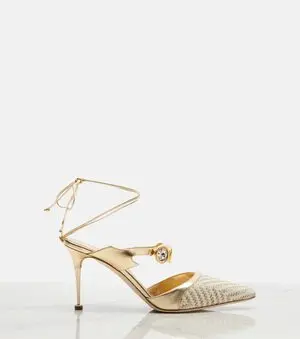 Manolo Blahnik Soria Embellished Leather-trimmed Pumps