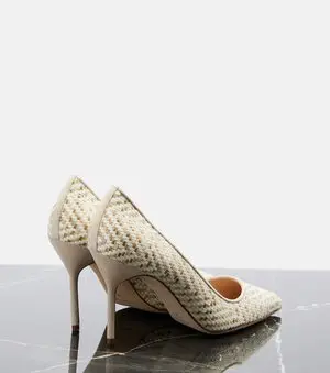 Manolo Blahnik Bb Woven Pointed Toe Pumps - Beige