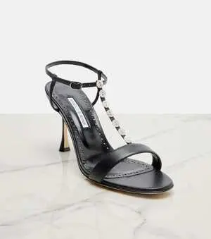 Manolo Blahnik Leather Embellished Sandals