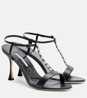 Manolo Blahnik Leather Embellished Sandals