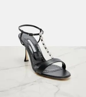 Manolo Blahnik Leather Embellished Sandals