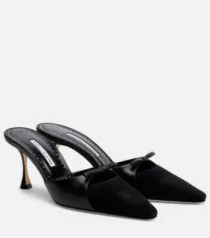 Manolo Blahnik Tapidpla Leather Mules - Black