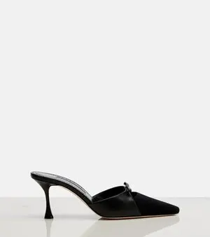 Manolo Blahnik Tapidpla Leather Mules - Black