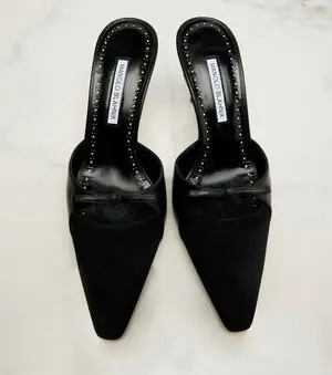 Manolo Blahnik Tapidpla Leather Mules - Black