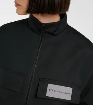 Balenciaga Cropped Technical Faille Track Jacket - Black