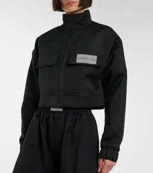 Balenciaga Cropped Technical Faille Track Jacket - Black